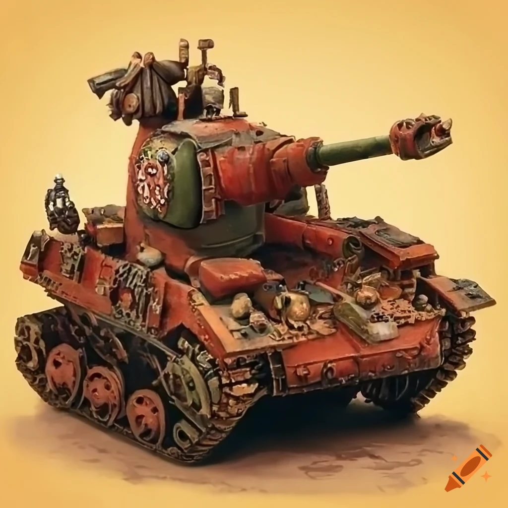 Russian red army warhammer ork steampunk tank on Craiyon