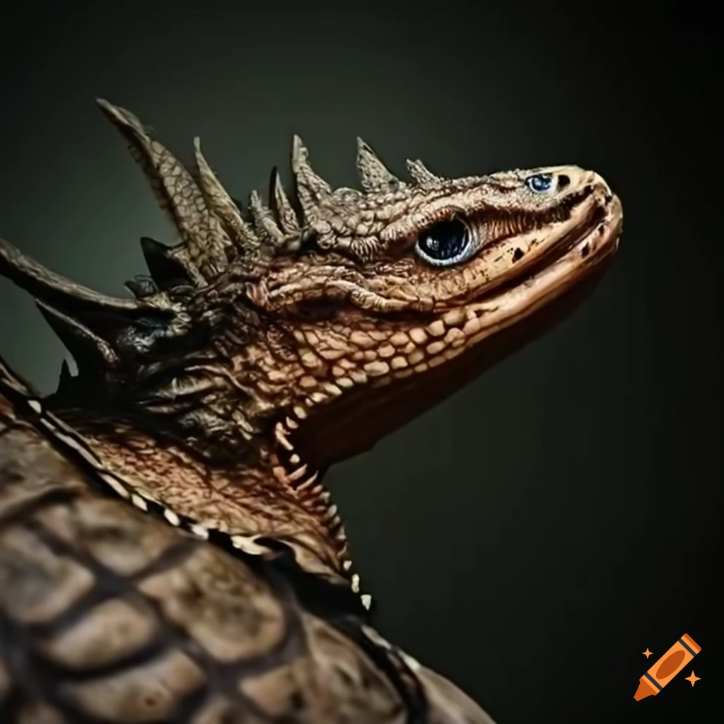 Fantastical dragon-turtle hybrid creature on Craiyon