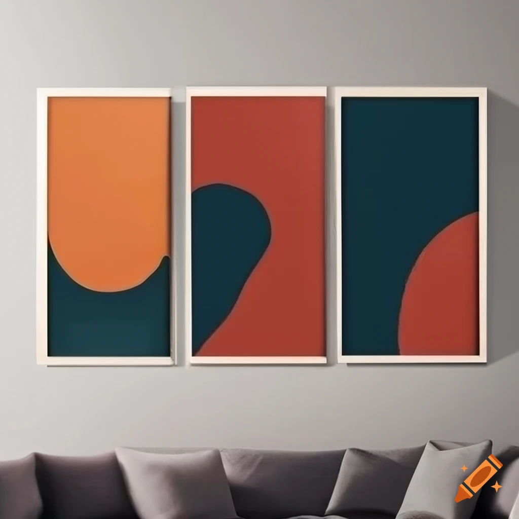 Set of three minimal abstract art pieces on Craiyon