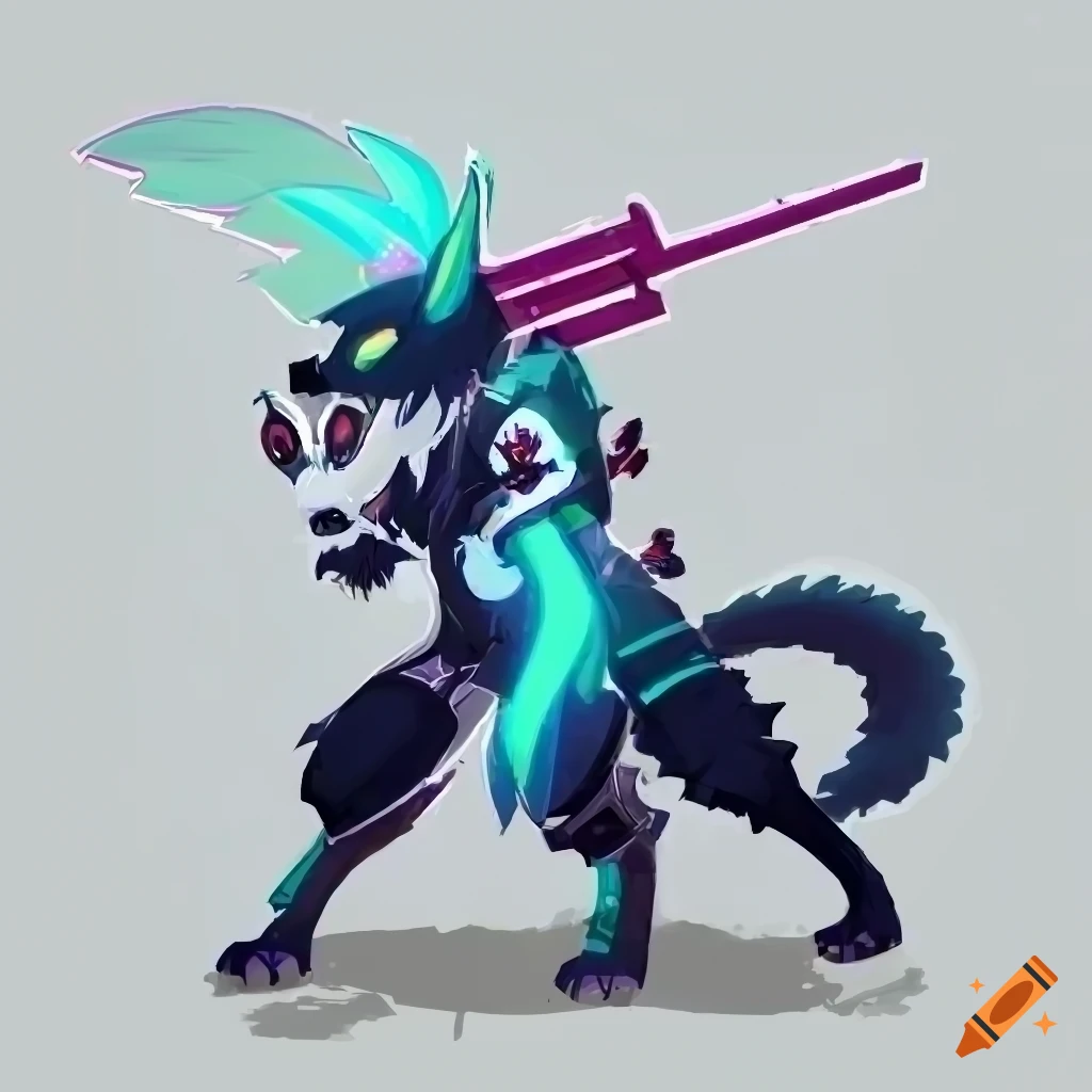Action-packed animal hybrid fursona in gearpunk-style outfit with ...