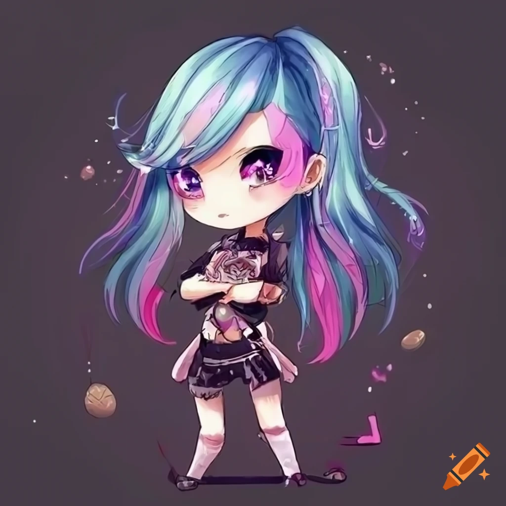 Anime chibi punk girl character on Craiyon