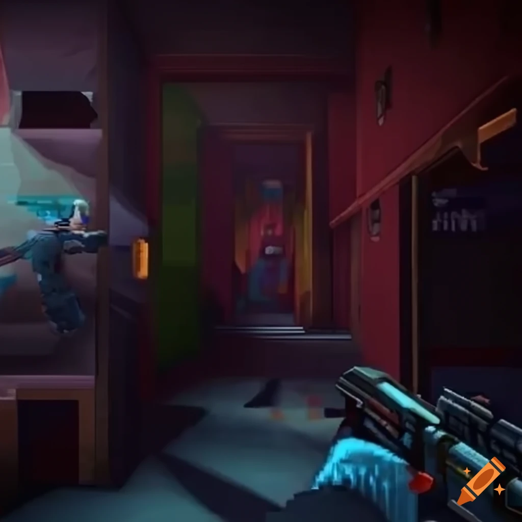 Retro sprite-based fps game with ace engine on Craiyon