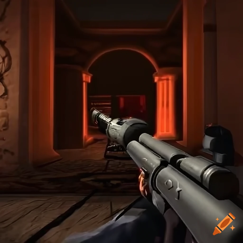 Retro fps game scene with raycaster engine on Craiyon