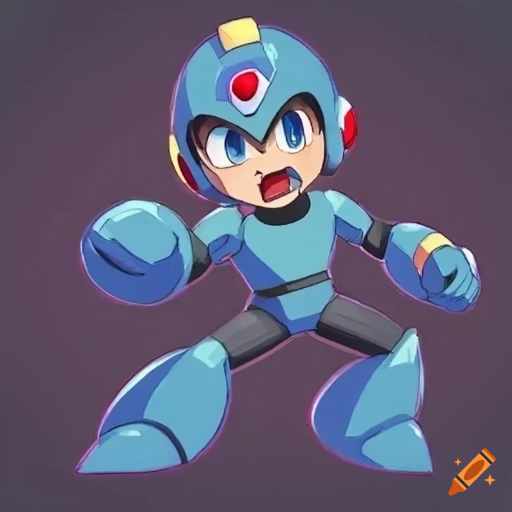 Mega man character in futuristic setting on Craiyon