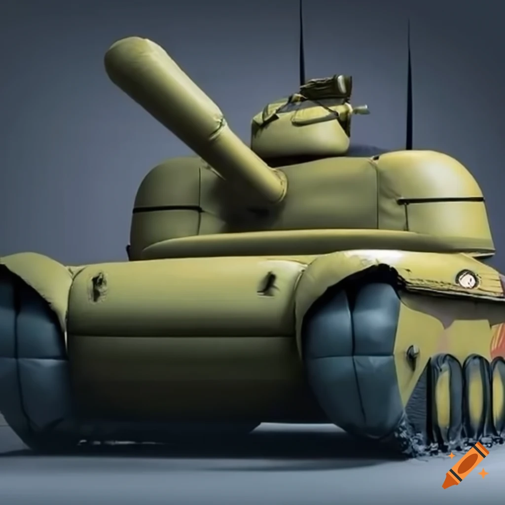 Overinflated inflatable military tank about to pop on Craiyon
