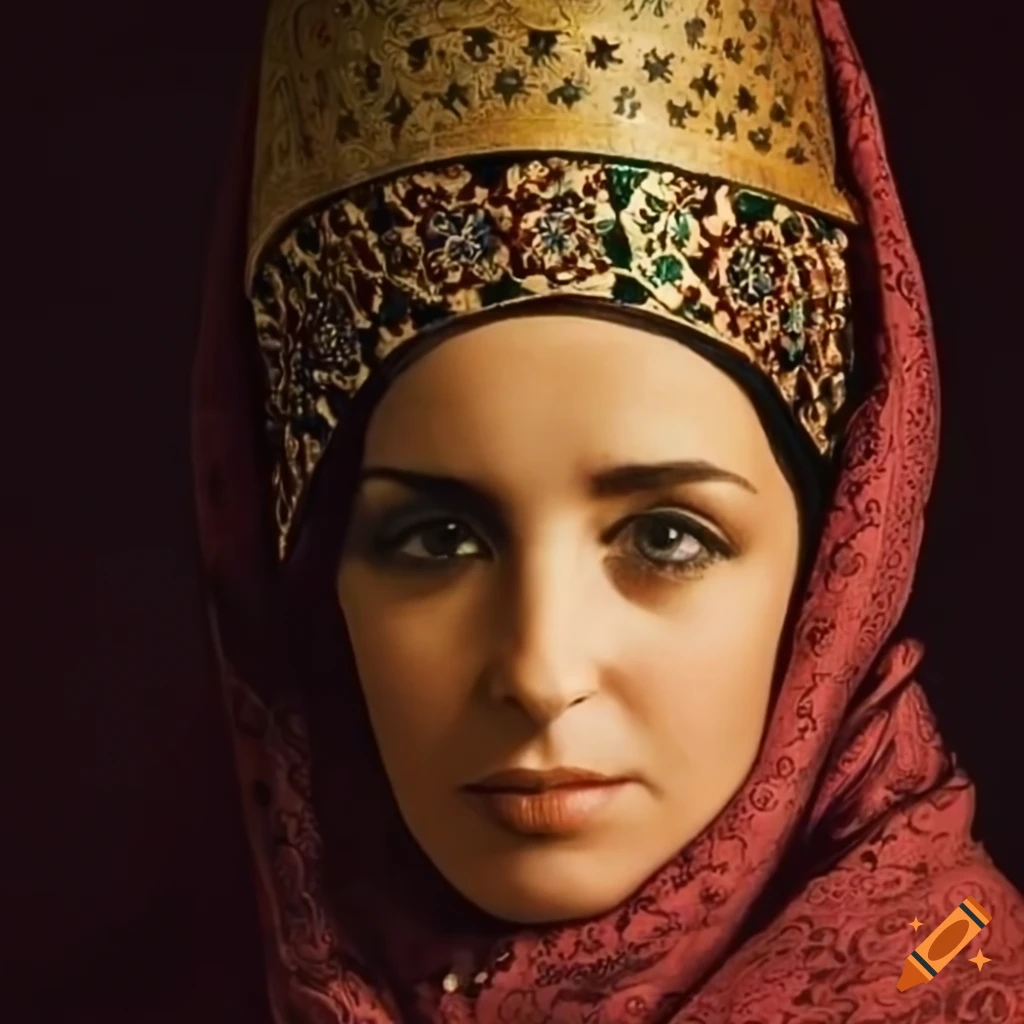 Ottoman noble lady with moroccan attire in a left angle portrait on Craiyon