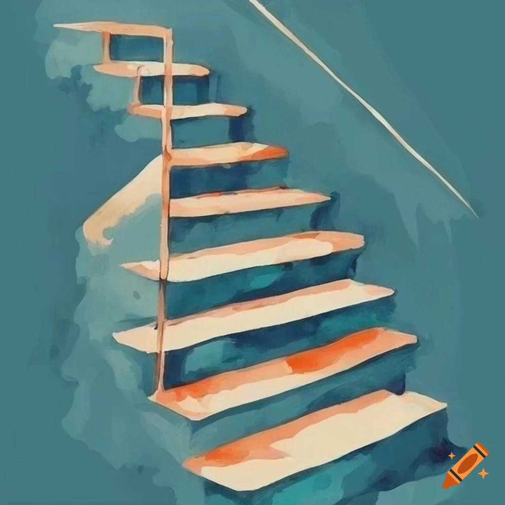 Abstract retro artwork of fascinating stairs on Craiyon