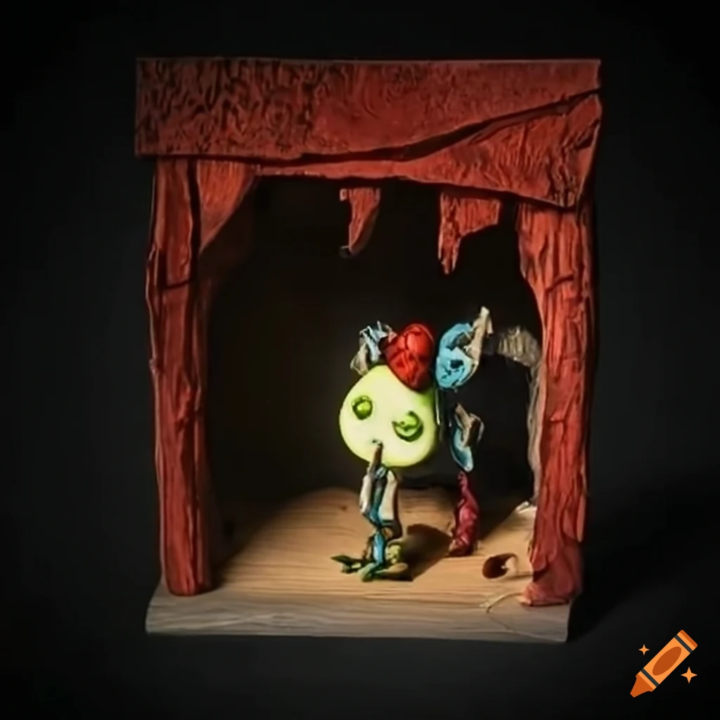 Tim burton style diorama of rock paper scissors match on Craiyon