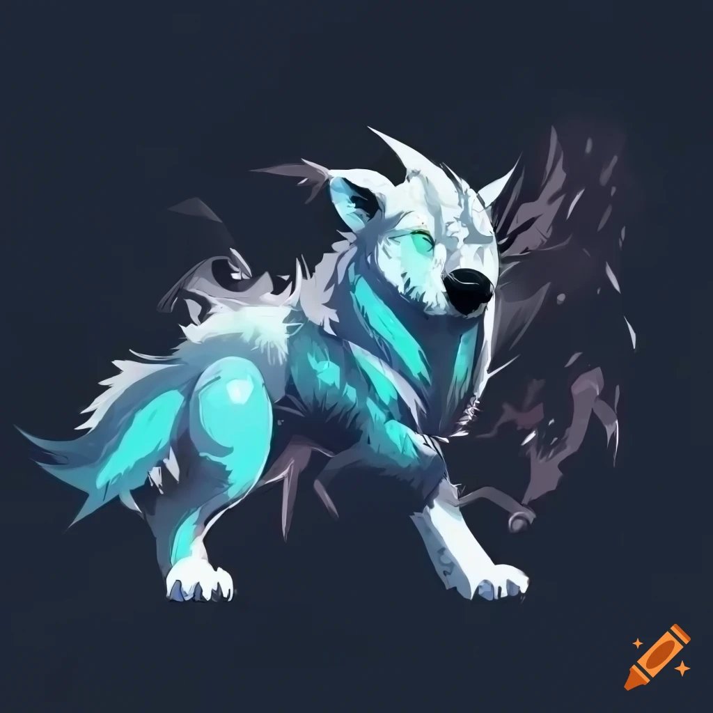 Fantastical action-packed polar bear wolf hybrid in anime style on Craiyon
