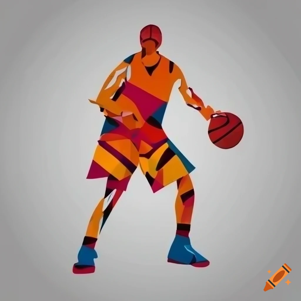 Stylized abstract basketball player with geometric patterns on Craiyon