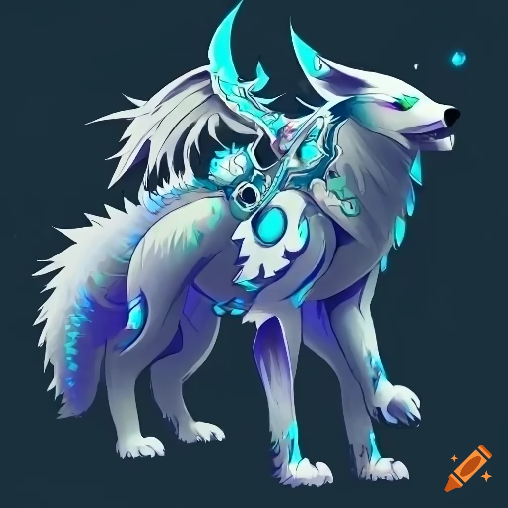 Fantastical celestial Polar Bear Wolf Hybrid in Anime style on Craiyon