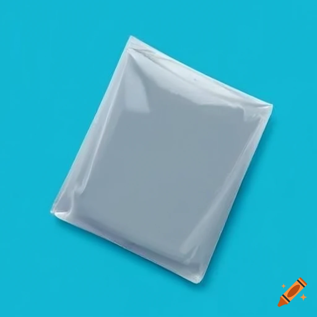 Rectangular plastic sachet on Craiyon