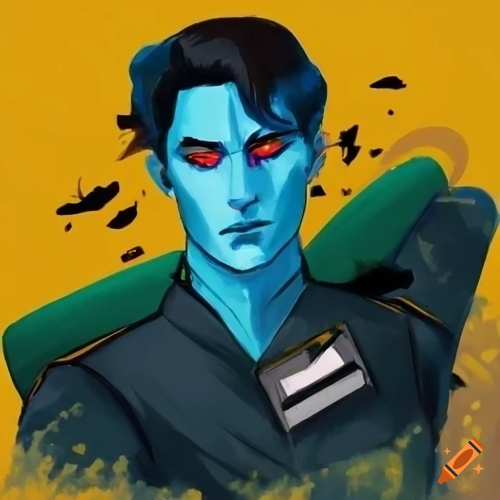 Handsome young Thrawn writing a book on a bed in a digital watercolor ...