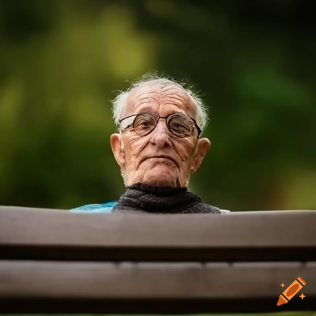 Old man contemplating life while sitting on a bench on Craiyon