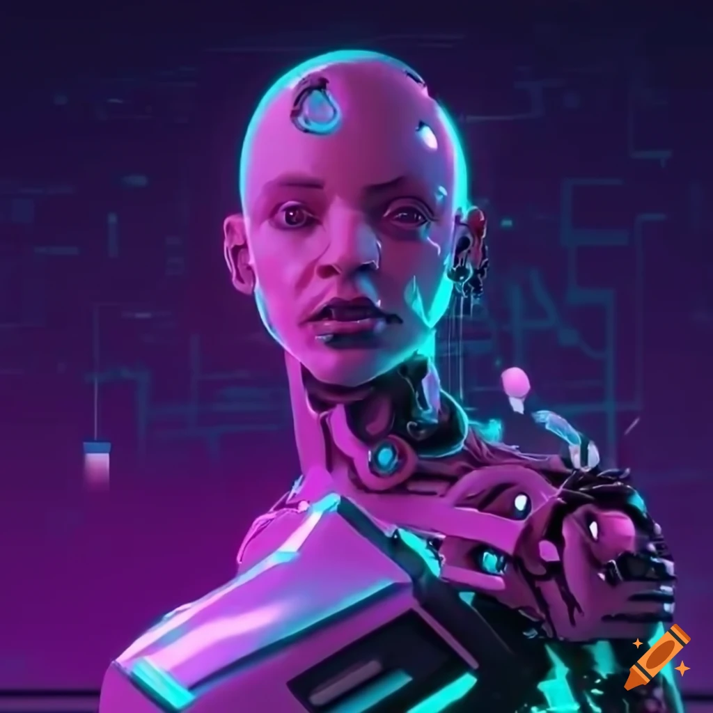 Finest 4k synthwave cyborg creation on Craiyon