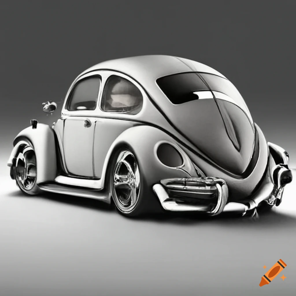 Hot rodded volkswagon beetle concept drawing on Craiyon