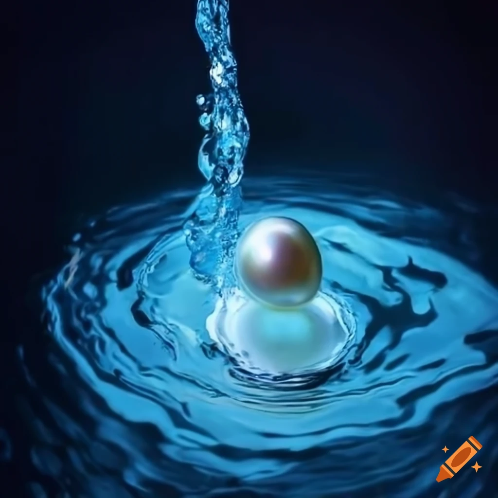 Rolling water torrent with a pearl-like core on Craiyon