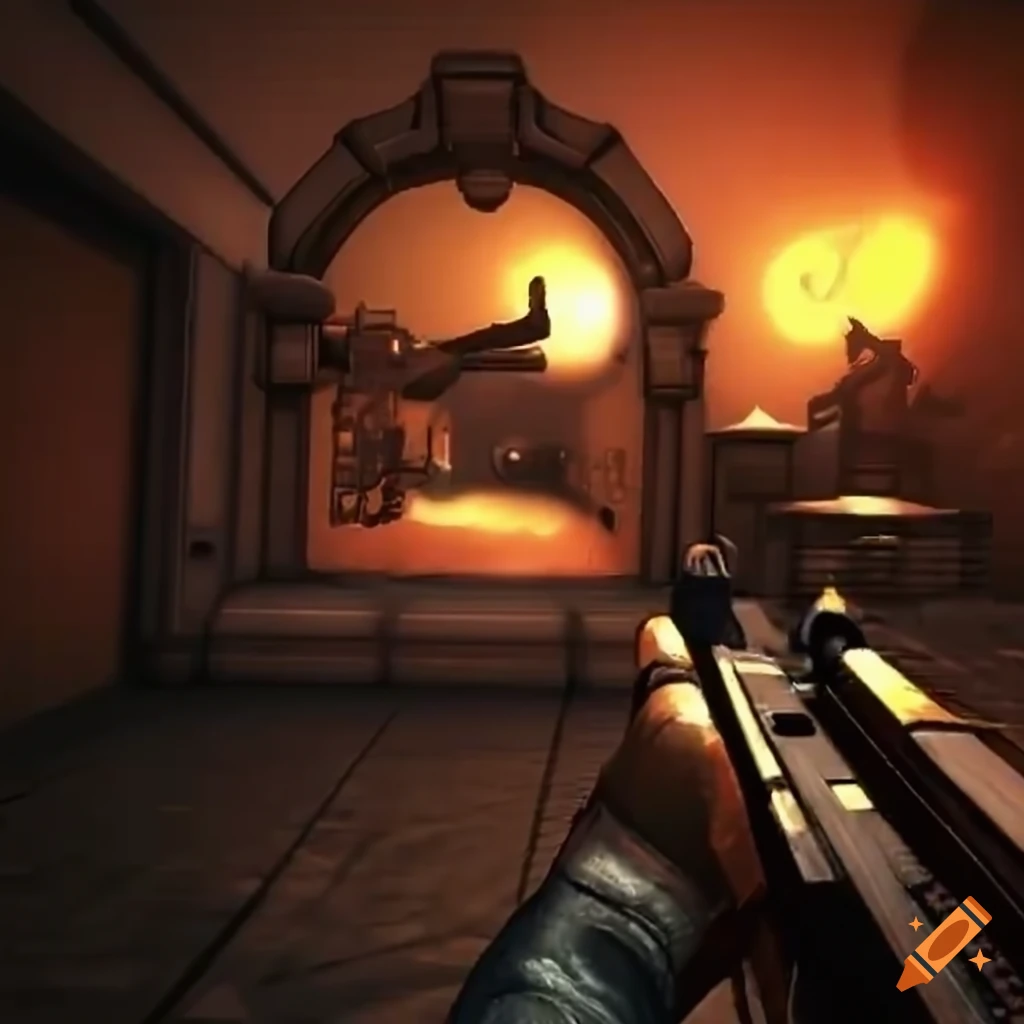 Retro FPS gameplay with advanced raycasting engine on Craiyon