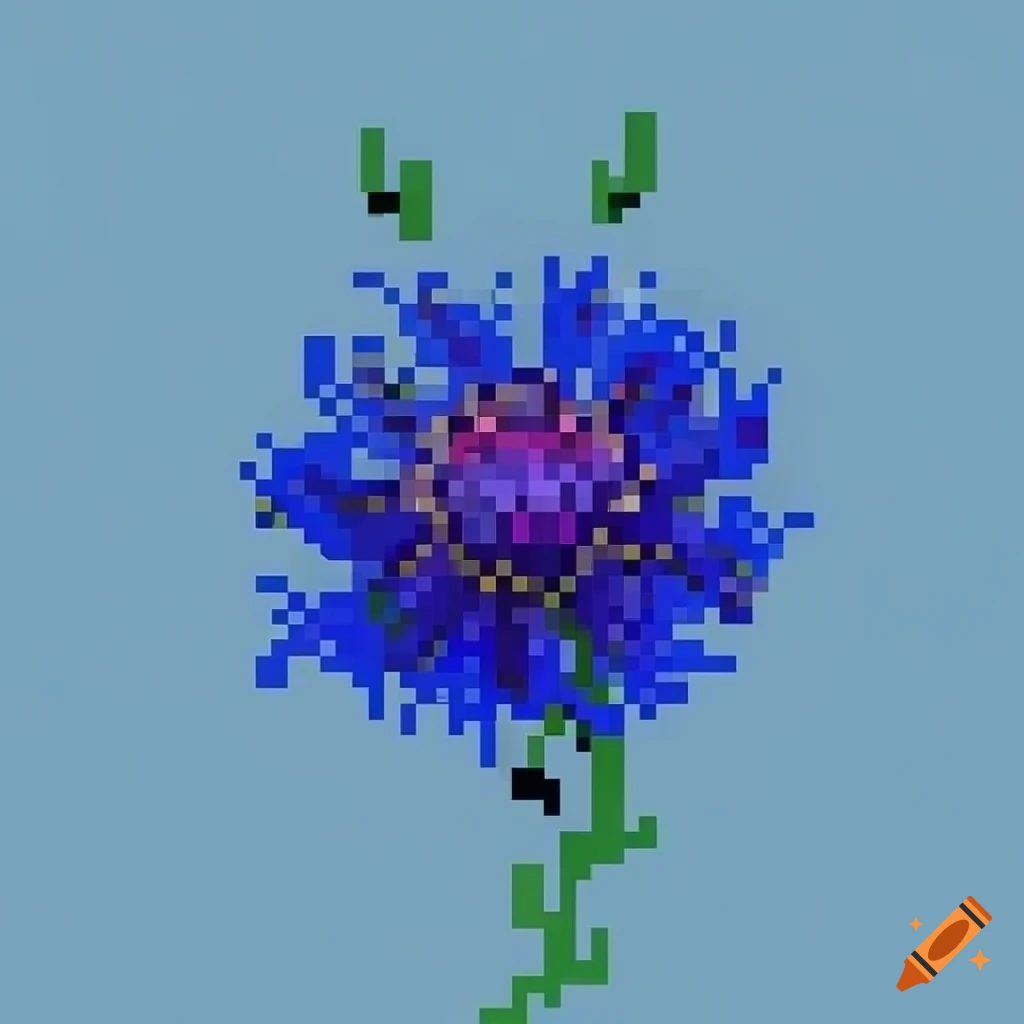 Detailed pixel art of cornflower blooms on Craiyon