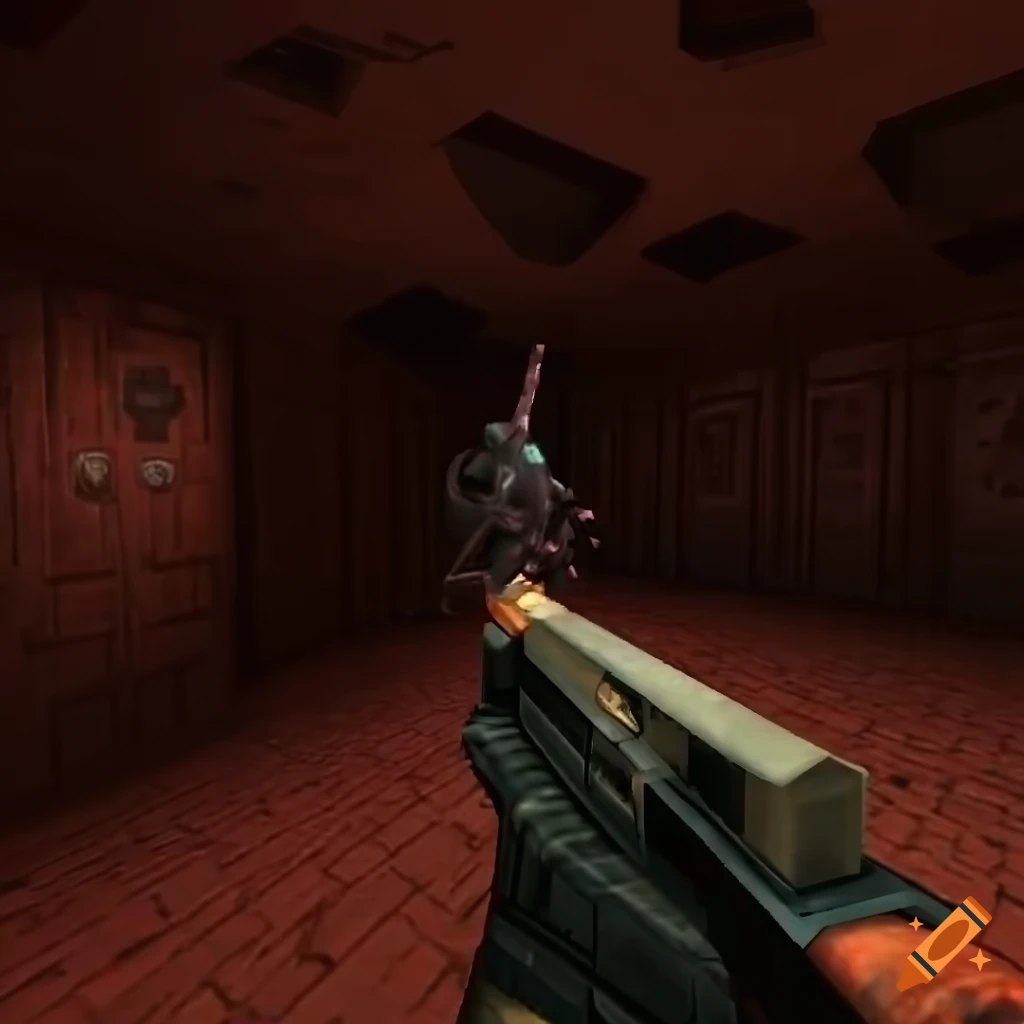 Retro fps gameplay in the style of wolf3d engine on Craiyon