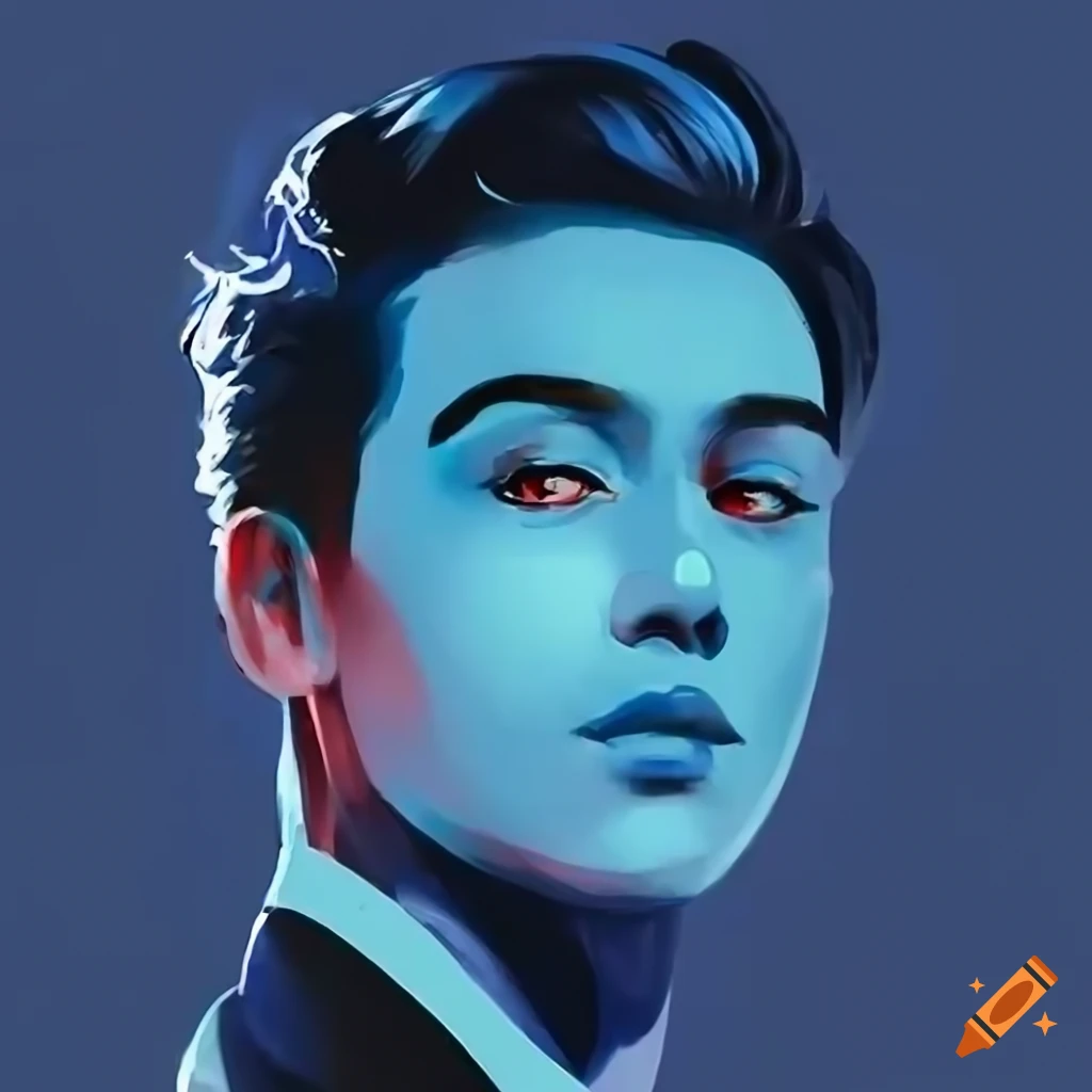 Elegant european male ghost with captivating gaze in digital art on Craiyon