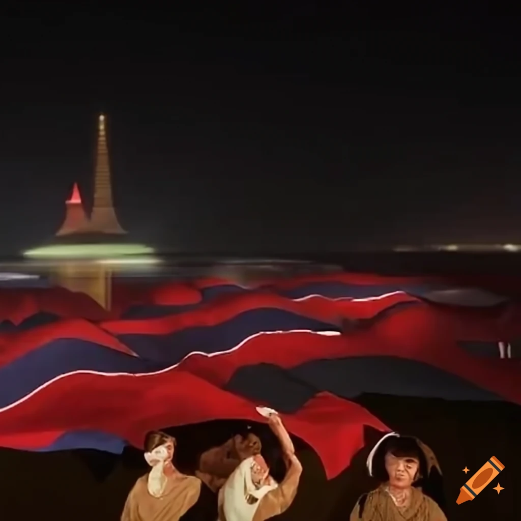 Korean citizens celebrating successful revolution in Pyongyang on Craiyon