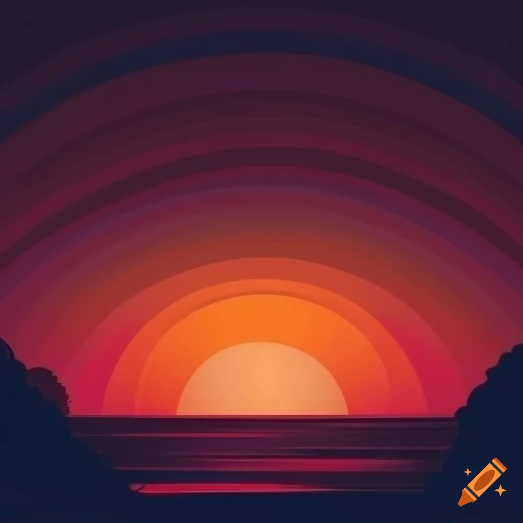 Sunset design with 5 color variations on a black background on Craiyon