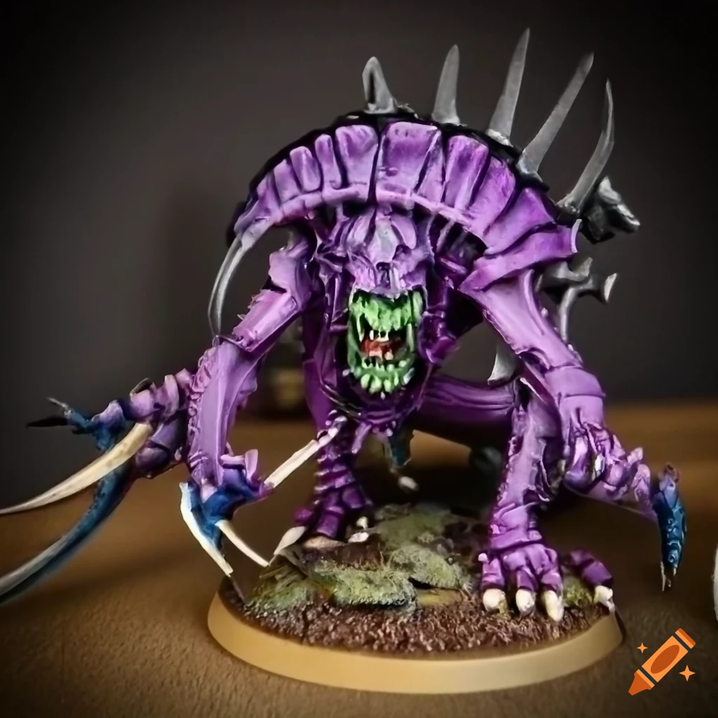 Creative depiction of orc and Tyranids in a purple fusion in a ...