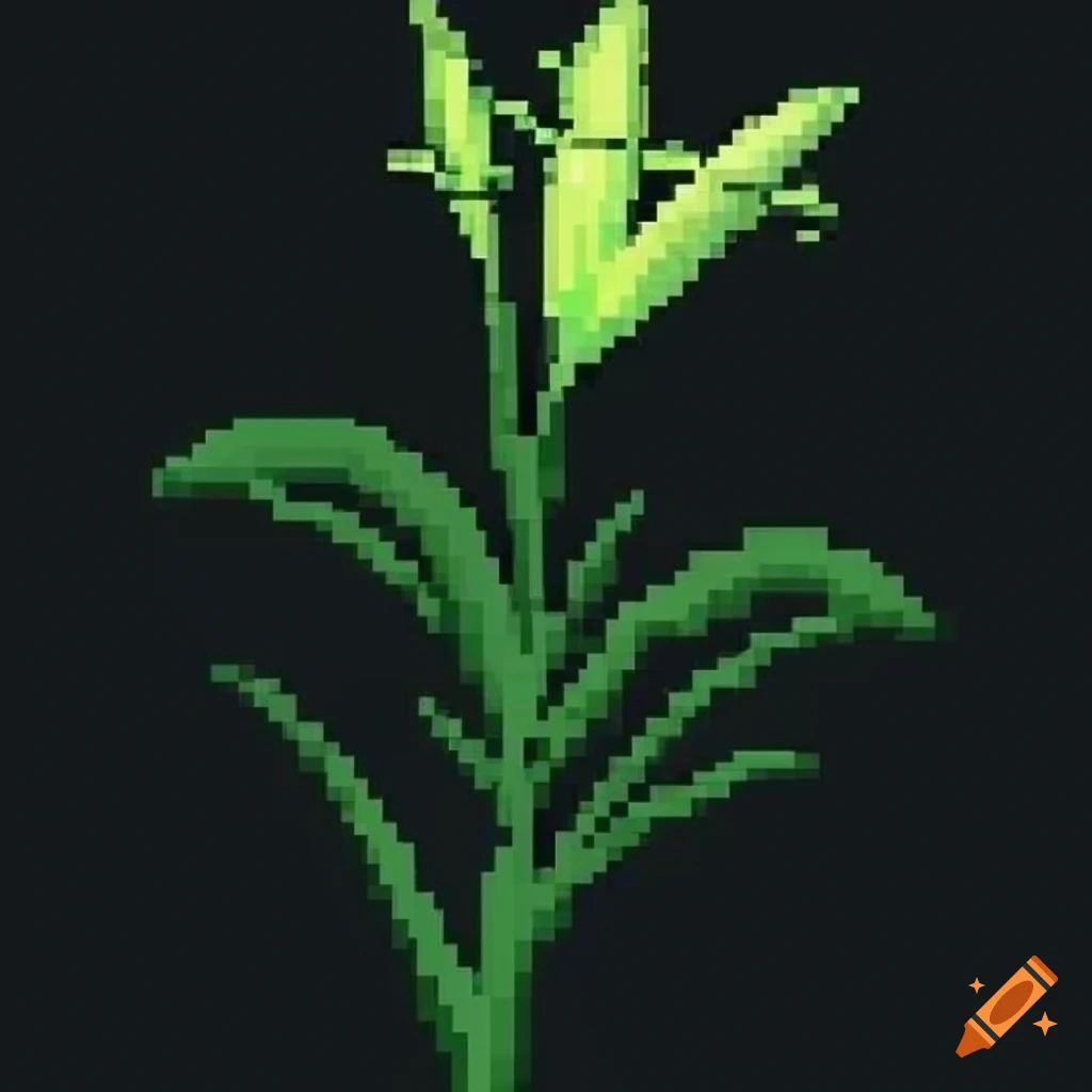 Pixel art easter lily plant on dark backdrop on Craiyon