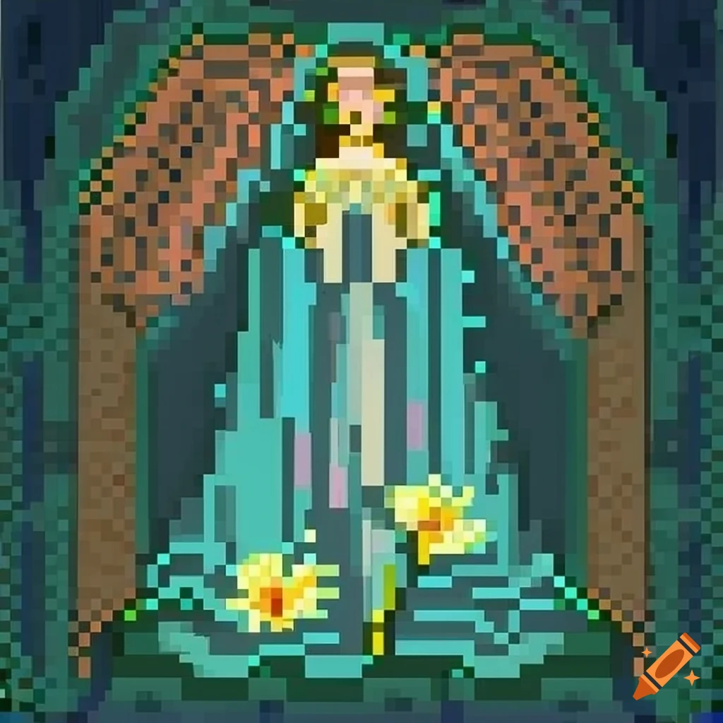 Intricate pixel art of an Easter lily bloom on Craiyon