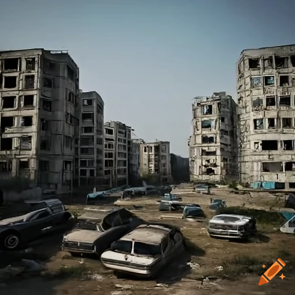 Abandoned buildings and cars in pyongyang, north korea on Craiyon