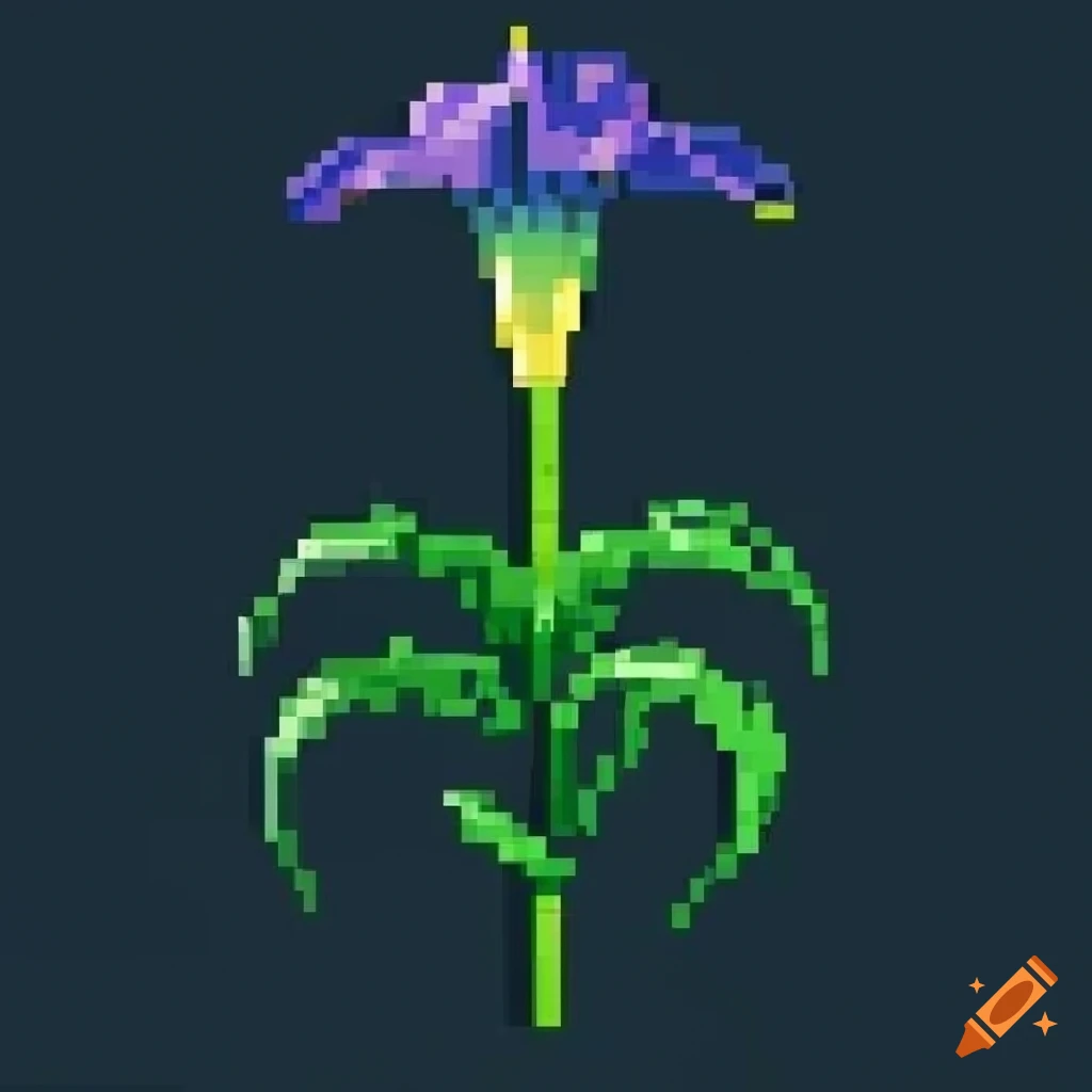 Pixel art easter lily plant on dark backdrop on Craiyon