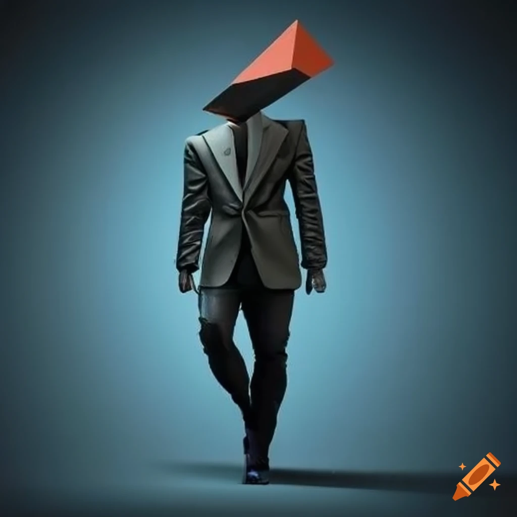 Cubic style man with a triangle head on Craiyon