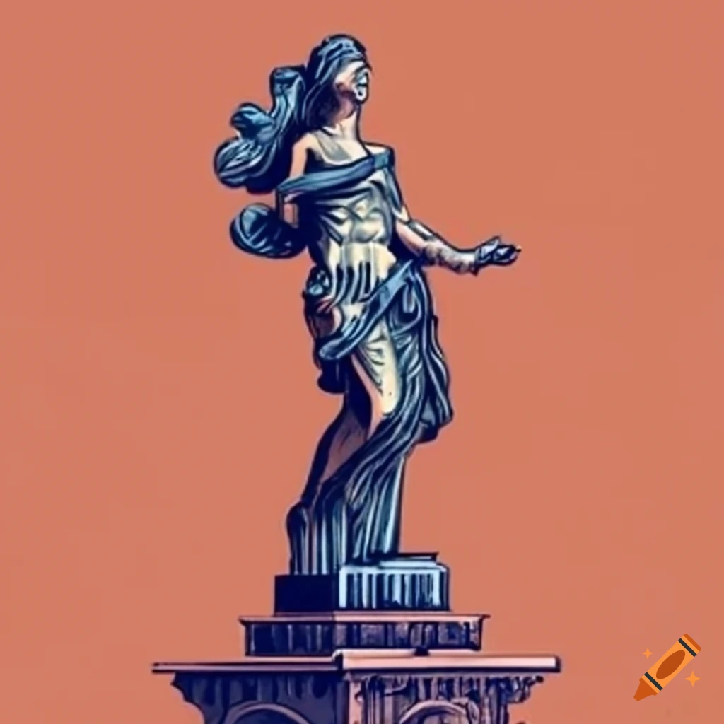 Retro statue in ink art style on Craiyon