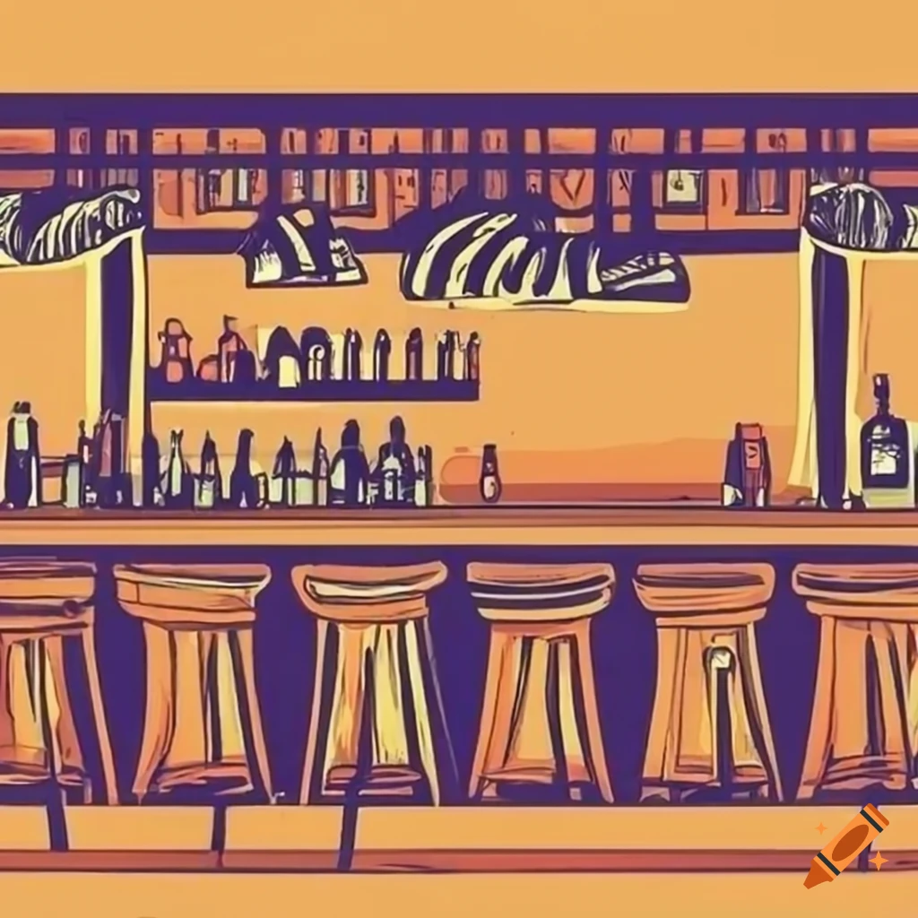 Minimalistic artwork of a retro bar on a boat on Craiyon