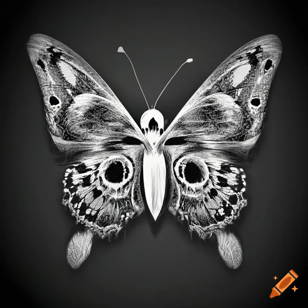 Retro vintage abstract death butterfly art on Craiyon