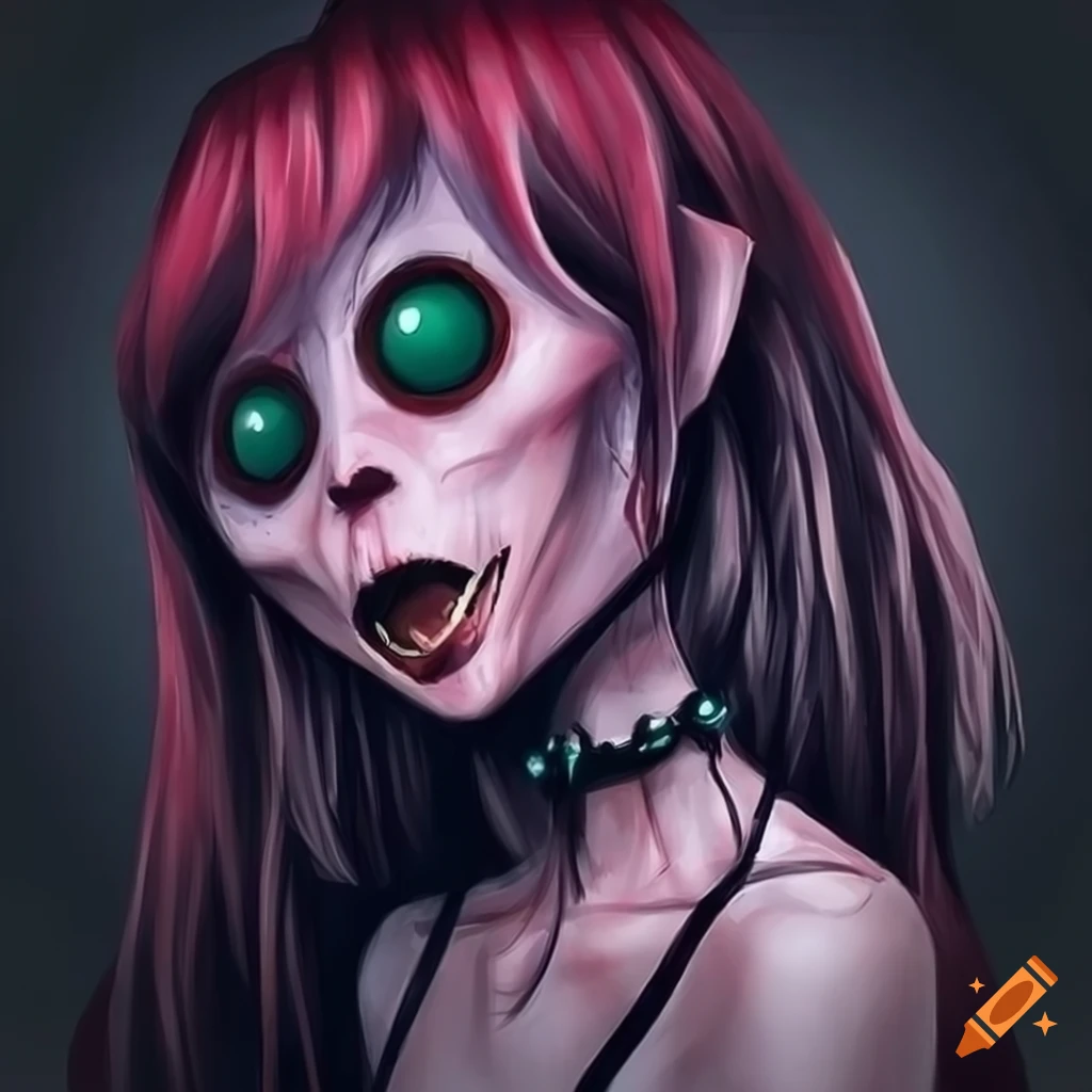Cute style portrait of a horror character Momo on Craiyon