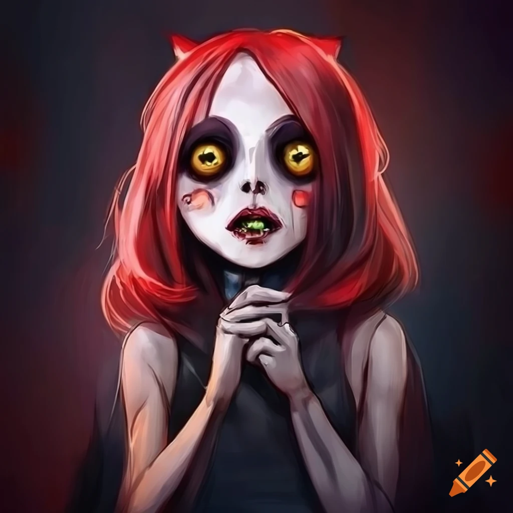 Cute style portrait of a horror character momo on Craiyon