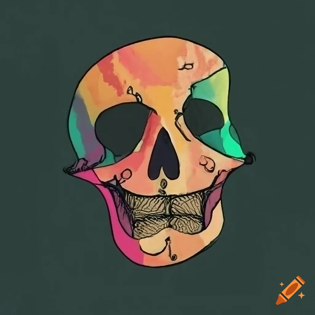 Abstract retro ink drawing of a skeleton on Craiyon