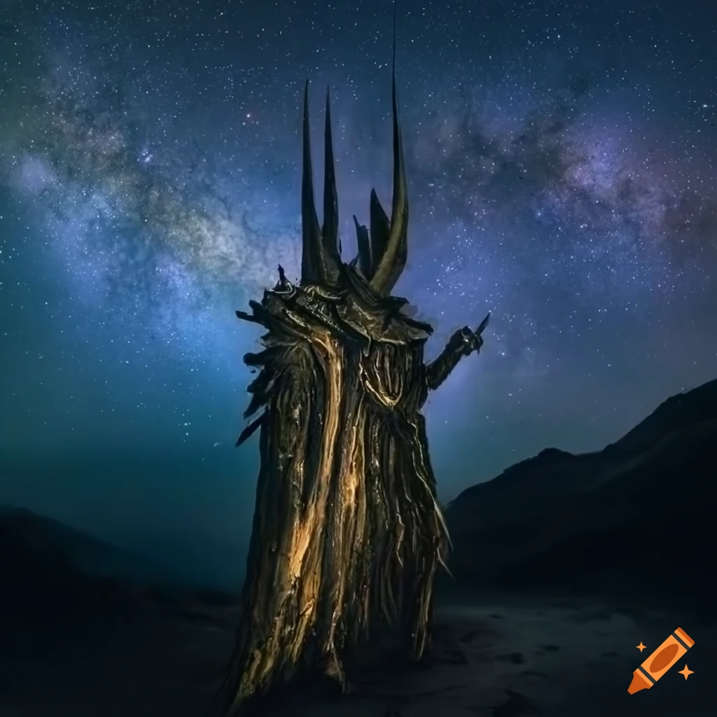 Sauron under a milky way landscape on Craiyon