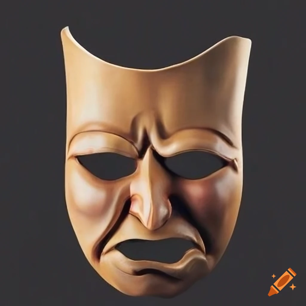 Theater mask with expressive features on Craiyon
