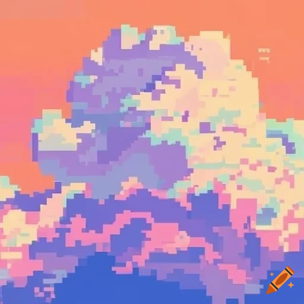 Retro pixelated clouds on Craiyon