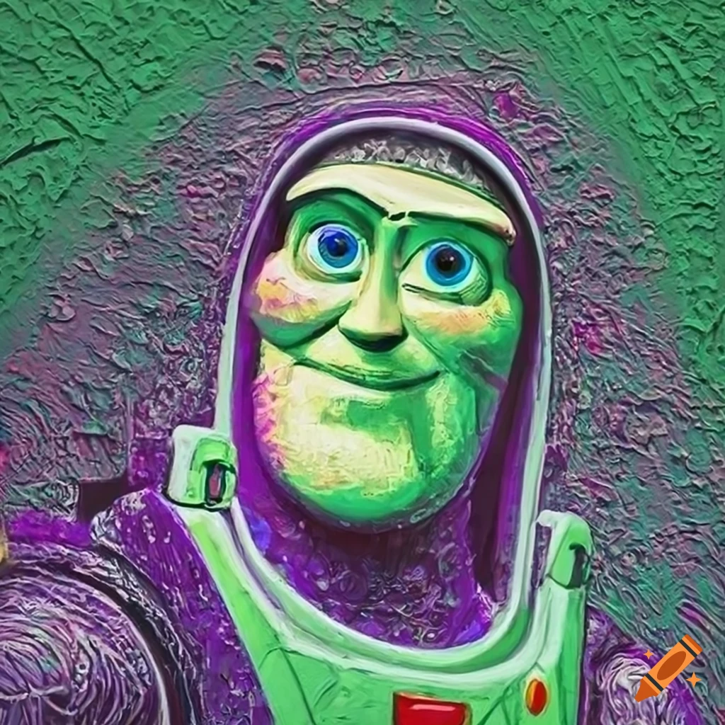 Pop art portrait of Buzz Lightyear as the Virgin Mary in Beksinski ...
