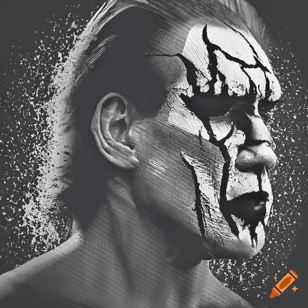 Intricate Pop art portrait of Sting in black and white on Craiyon