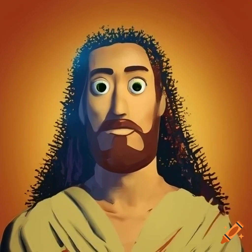Textured pop art portrait of Jesus in Toy Story style with Woody's ...