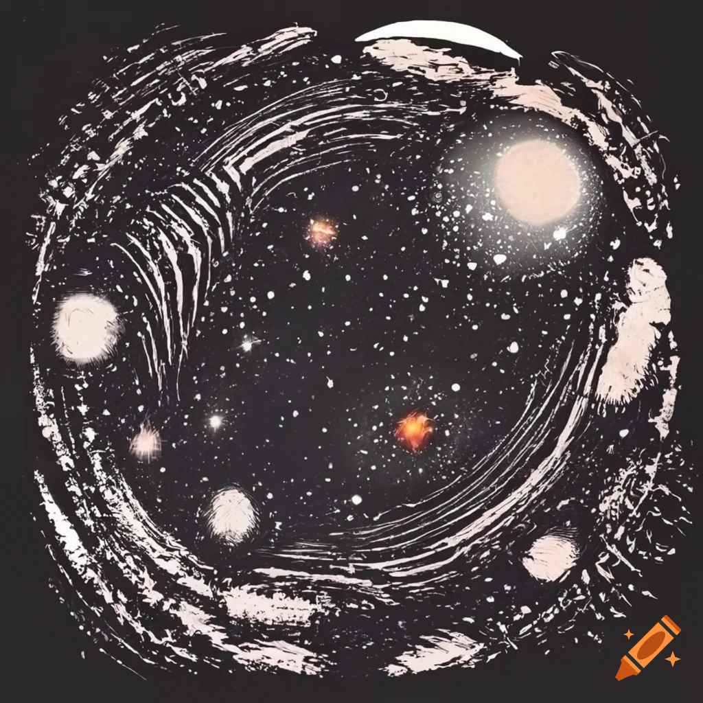 Black galaxy retro art on Craiyon