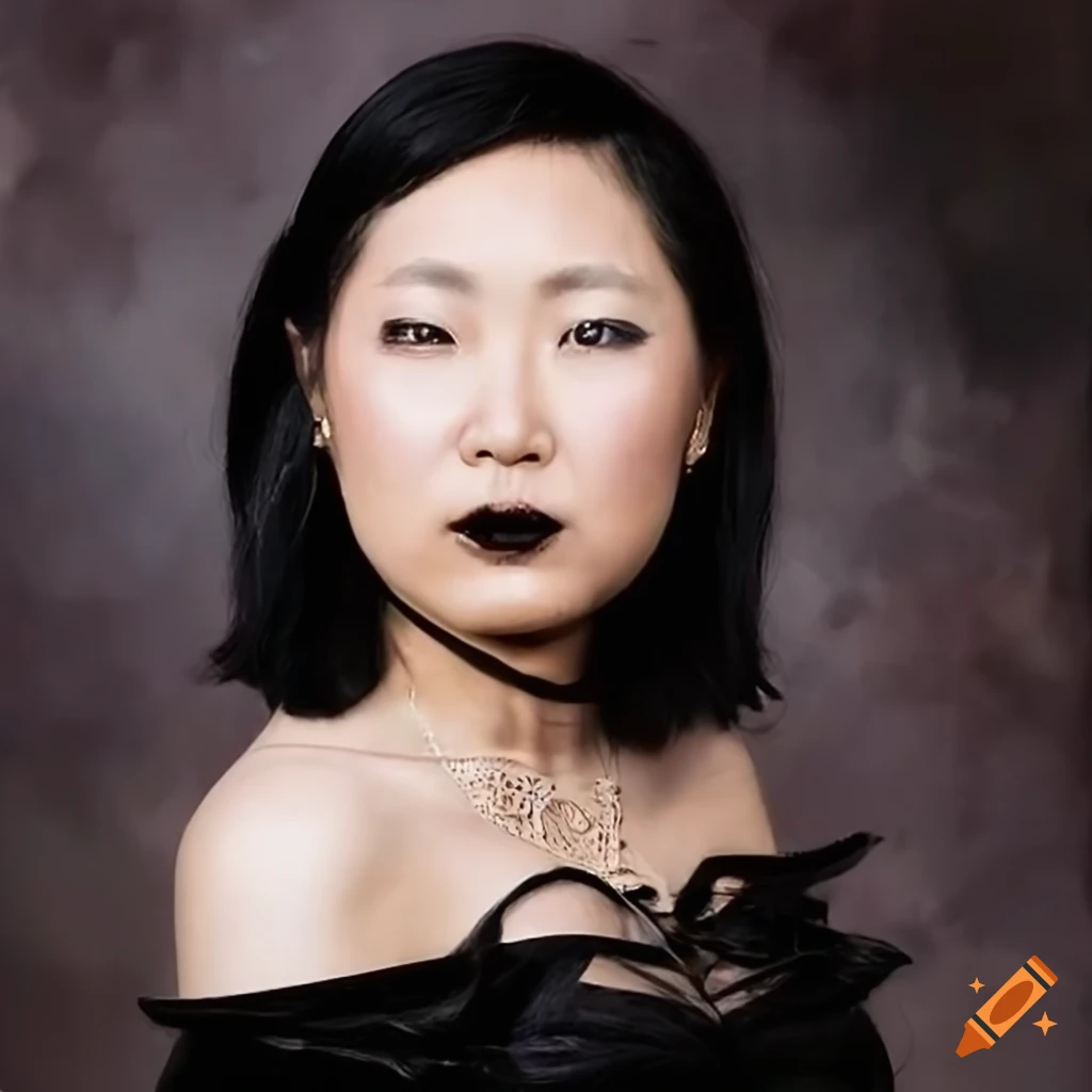 Portrait of vibrant individual peilin yang with stylish short bob haircut on Craiyon