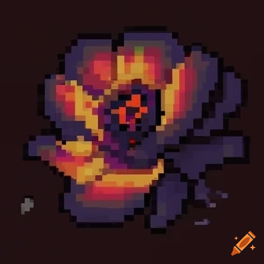 Hauntingly beautiful 16 bit pixel art of a dark mysterious flower on ...