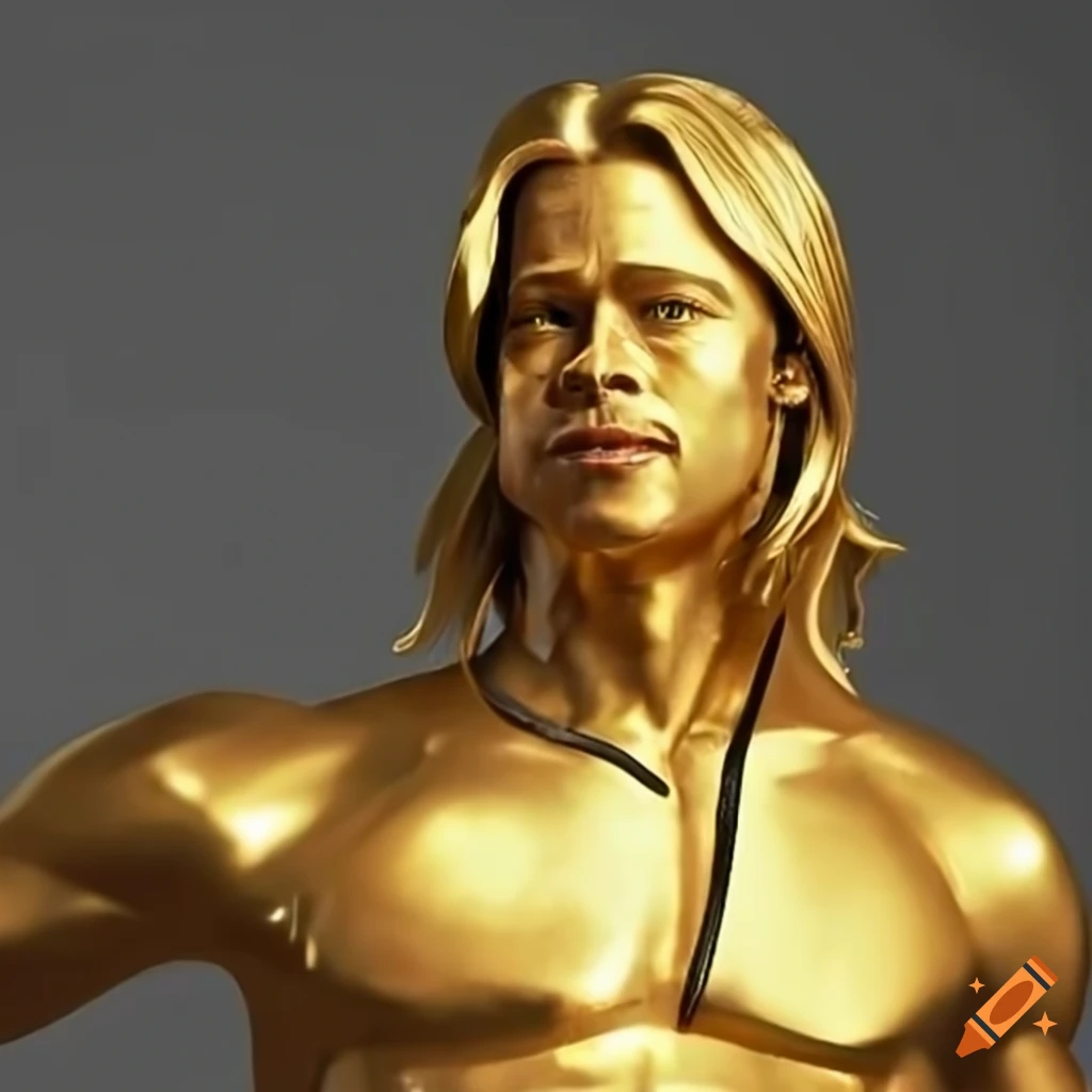 Golden statue of brad pitt on Craiyon