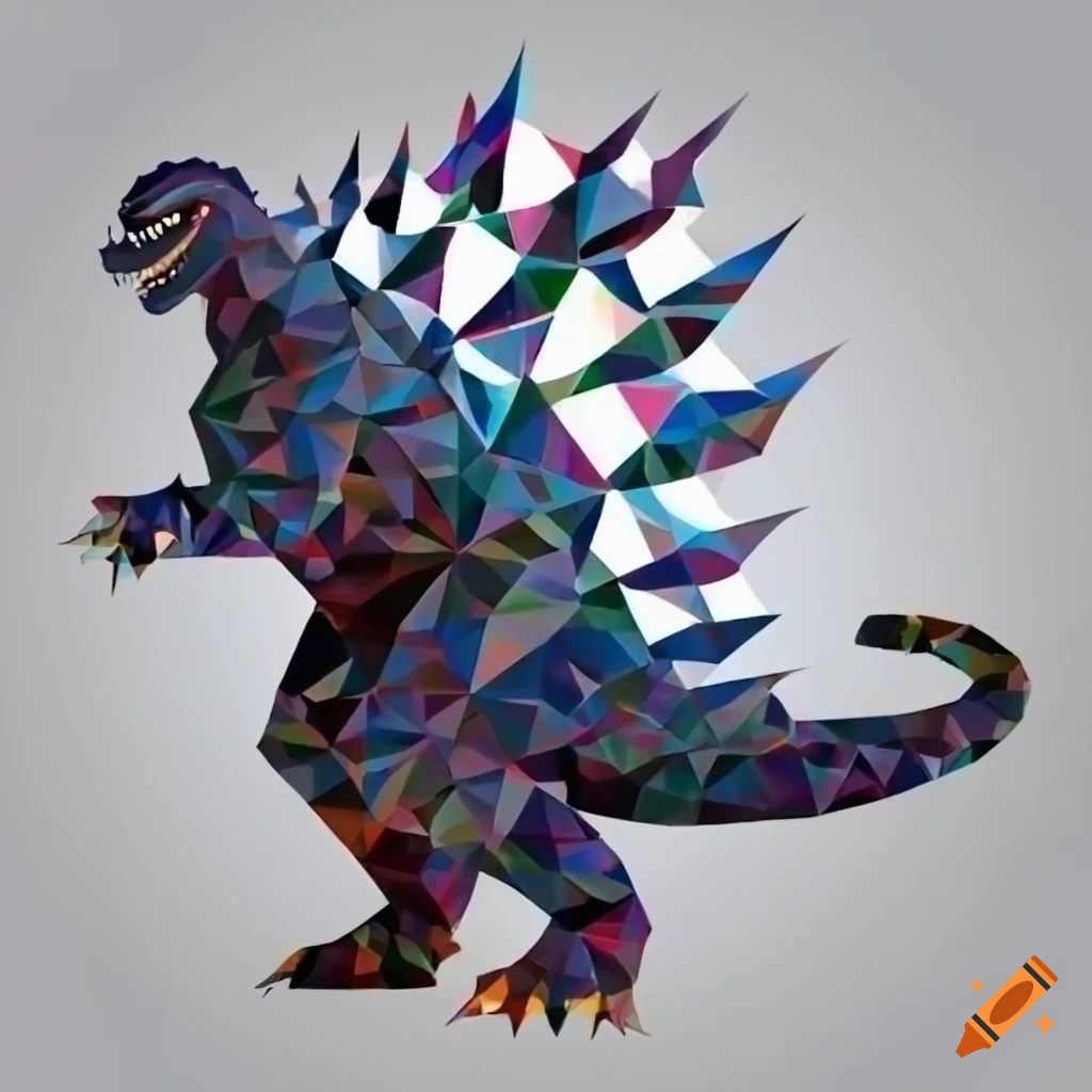 Geometric polygon legendary godzilla artwork on Craiyon
